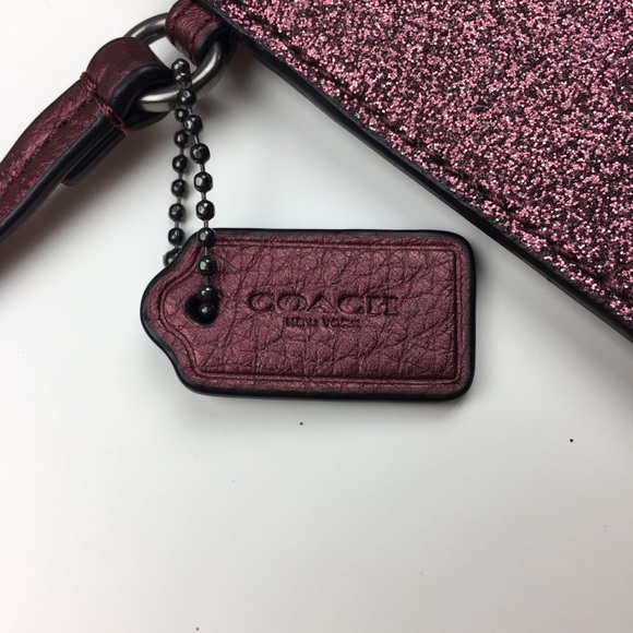 Coach | Bags | New Coach Wristlet Metallic Cherry Glitter Sparkle ...