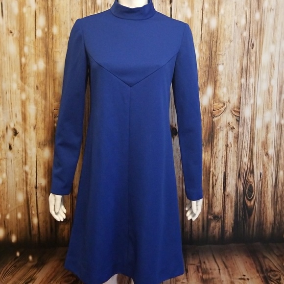 Vintage | Dresses | Vintage Royal Blue Structured Mod Dress | Poshmark