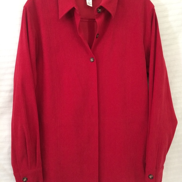 Talbots | Tops | Talbots Red Faux Suede Blouse | Poshmark