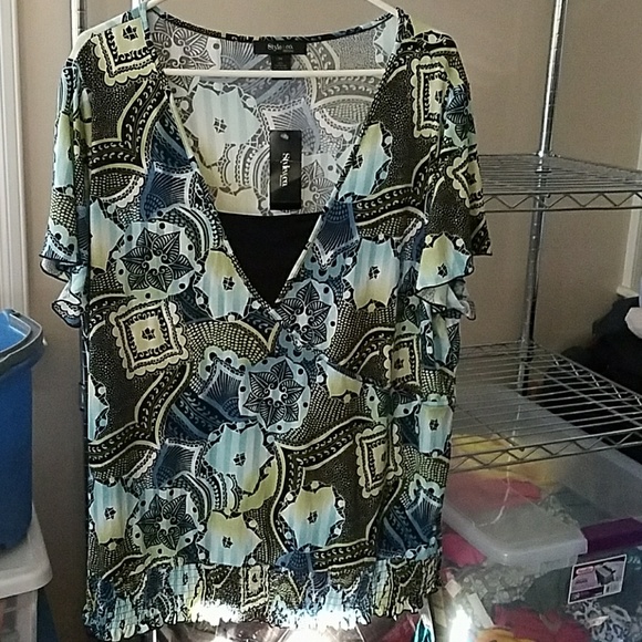 Style & Co. | Tops | Nwt Royal Ombre Blue Green Top Floral Ethnic 3x ...