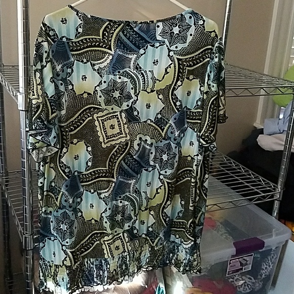 Style & Co. | Tops | Nwt Royal Ombre Blue Green Top Floral Ethnic 3x ...