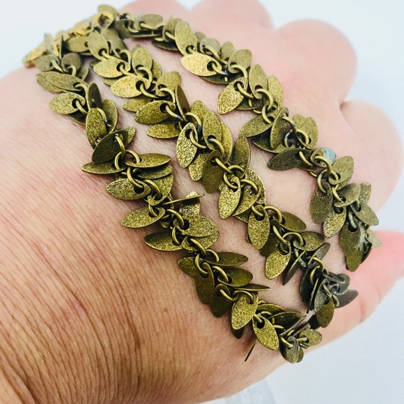 Jan Micheals | Jewelry | Jan Micheals 3 Strand Brass Leaf Bracelet | Poshmark