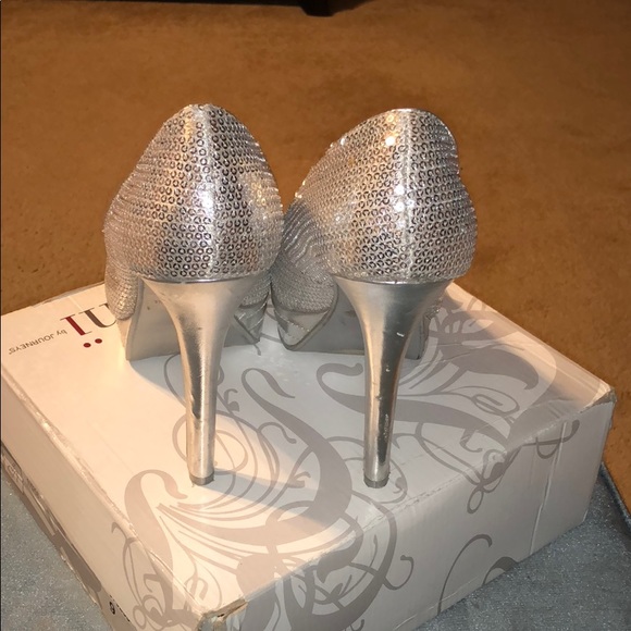 Shi by JOURNEYS | Shoes | Silver Shi By Journeys Rhinestone High Heels ...
