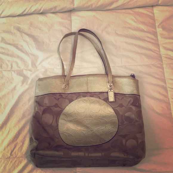 Coach | Bags | Authentic Coach Laura Tote Metallic Gold | Poshmark
