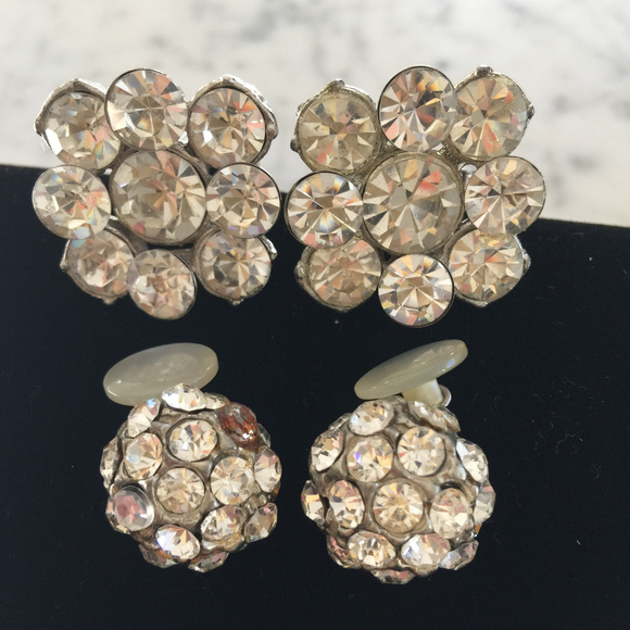 Vintage | Jewelry | 2 Pair Rhinestone Vintage Ladies Cufflinks | Poshmark