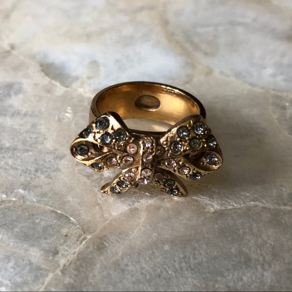 CHANEL | Jewelry | Chanel Crystal Set Bow Ring | Poshmark