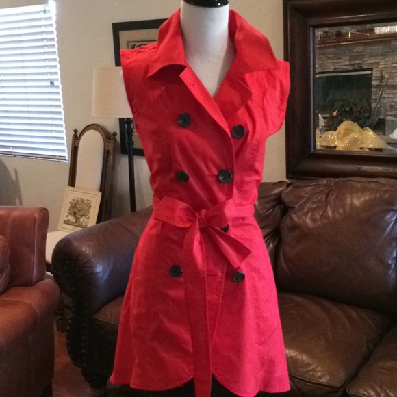 CAbi | Jackets & Coats | Cabi Convertible Red Trench Coat | Poshmark