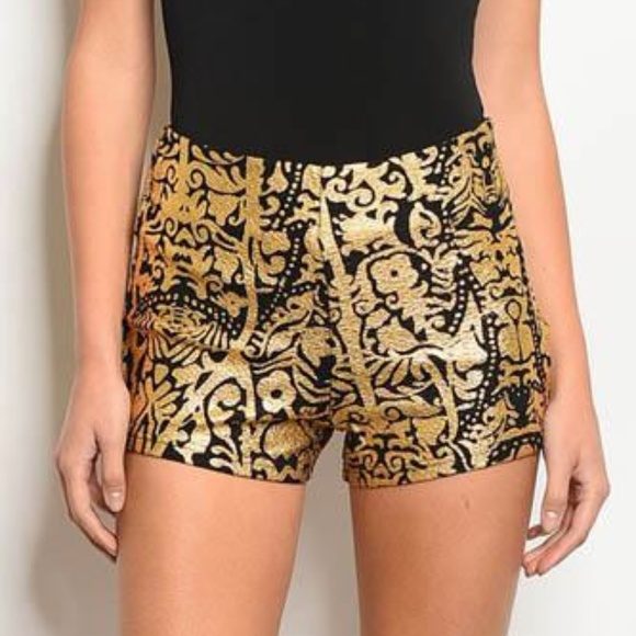 Shorts | Final Sale Sexy Black Gold Shorts Medium | Poshmark