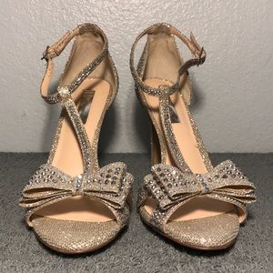 INC International Concepts | Shoes | Inc Reesie Pearl Gold Bow Tstrap ...