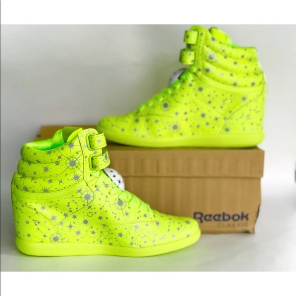 Reebok | Shoes | New Reebok Yellow Silver Wedge Freestyle Hi Top | Poshmark