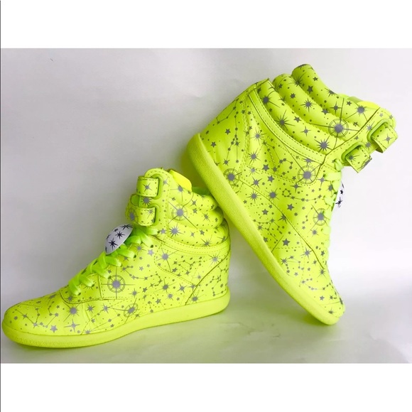 Reebok | Shoes | New Reebok Yellow Silver Wedge Freestyle Hi Top | Poshmark