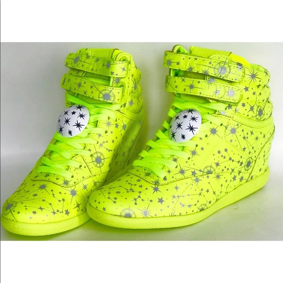 Reebok | Shoes | New Reebok Yellow Silver Wedge Freestyle Hi Top | Poshmark