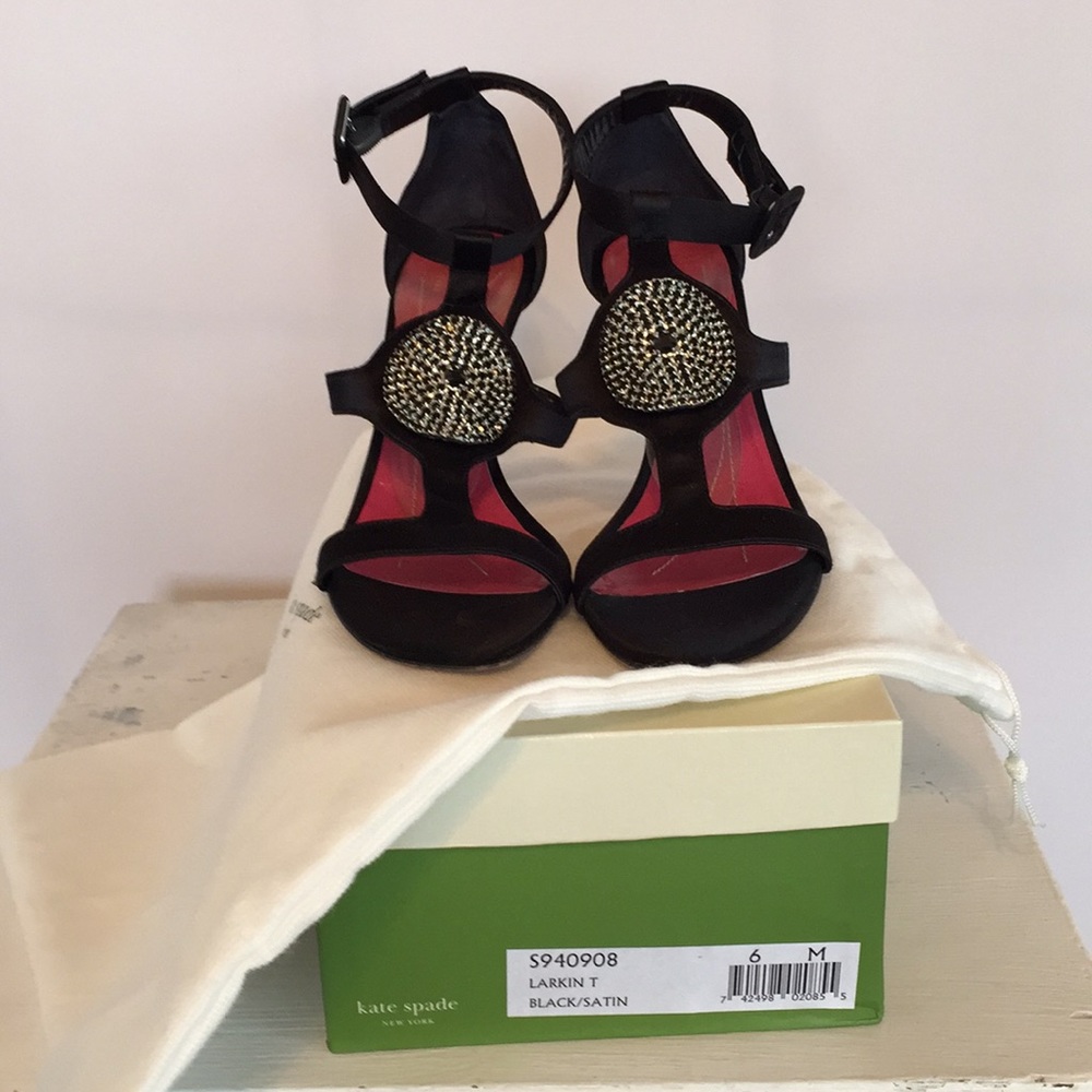 Kate Spade Larkin Black Satin Heels - Gem