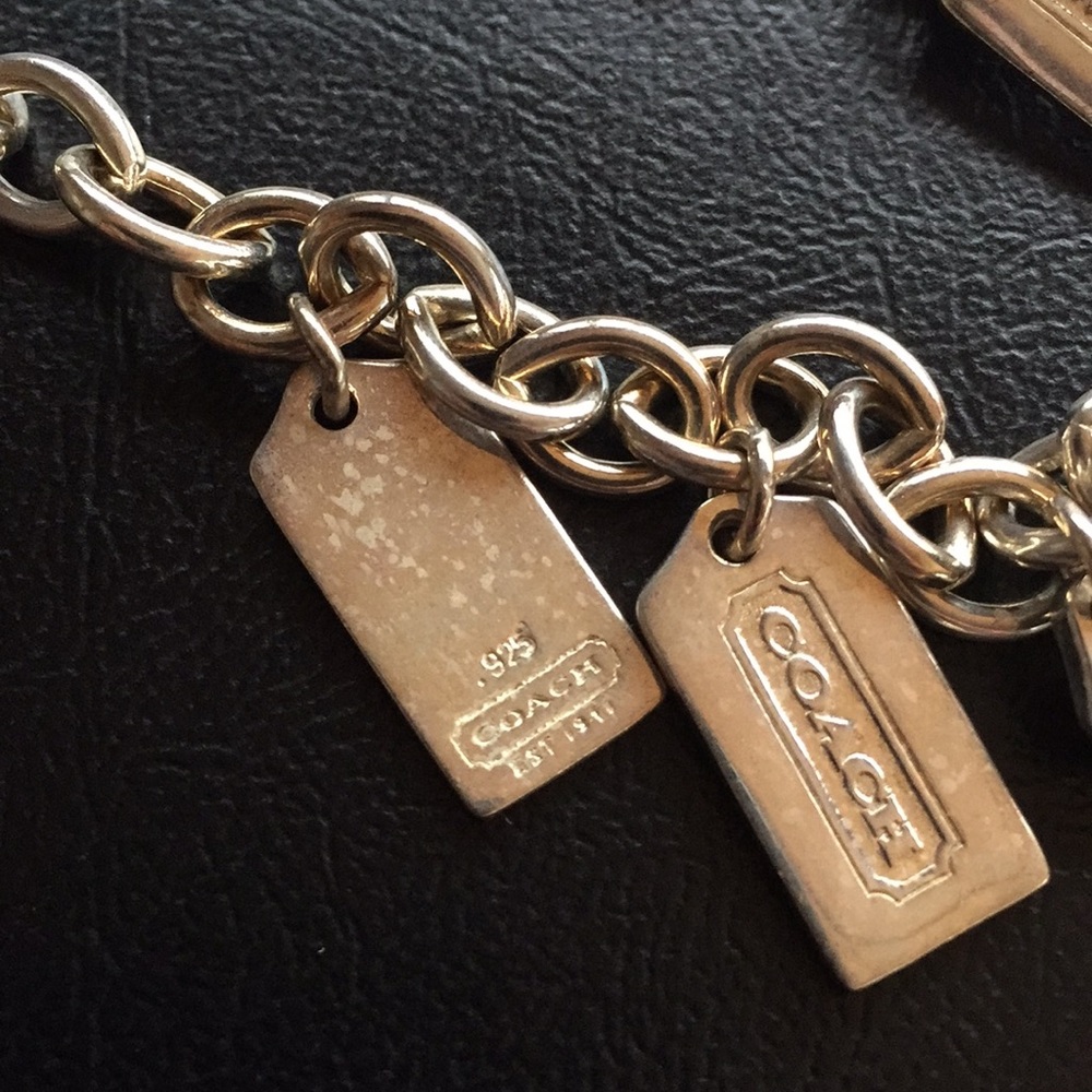 Coach Sterling Silver Enamel Hangtag Thick Link Neckl… - Gem