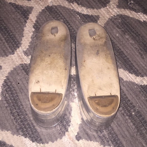 Vintage | Shoes | Vintage Metallic Silver Platform Flip Flop Sandals ...