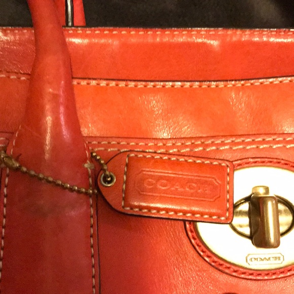 Coach | Bags | Authentic Coach Orange Leather Shoulder Bag | Poshmark