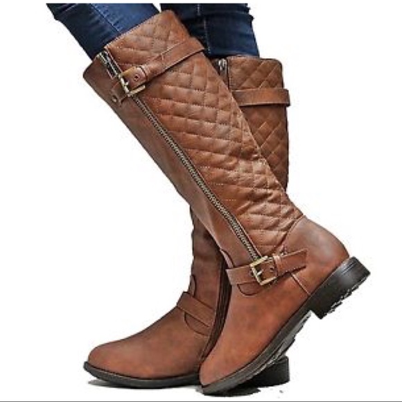 Shoes | New Quilted Zipper Gold Accent Riding Boots | Poshmark