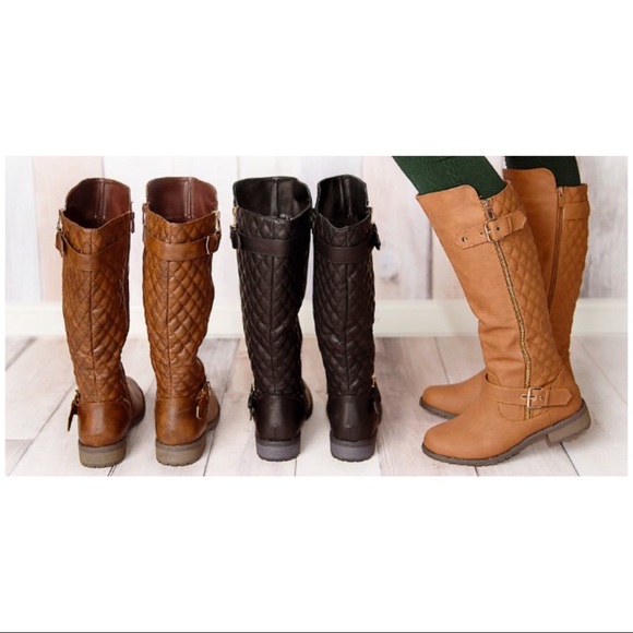 Shoes | New Quilted Zipper Gold Accent Riding Boots | Poshmark
