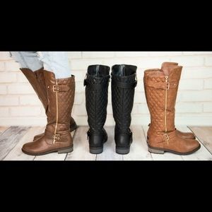 Shoes | New Quilted Zipper Gold Accent Riding Boots | Poshmark