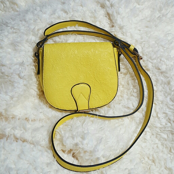 Bags | Yellow Crossbody Purse Hand Tooled Like | Poshmark