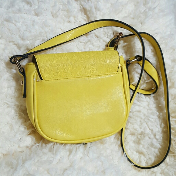 Bags | Yellow Crossbody Purse Hand Tooled Like | Poshmark