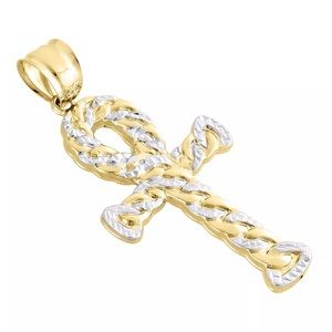 Accessories | Solid Gold Diamond Cut Ankh Cross Pendant New | Poshmark