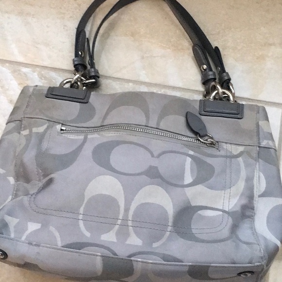 Coach | Bags | Coach Signature Canvas Grey And Leather Purse | Poshmark