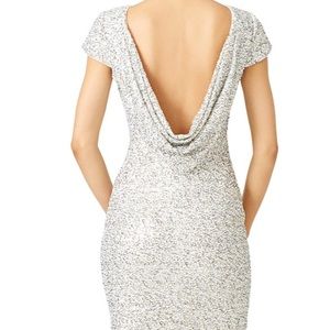 Badgley Mischka | Dresses | Badgley Mischka Silver Swank Sequin Sheath Dress | Poshmark